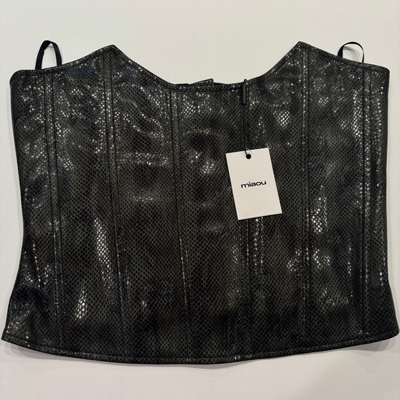 Miaou | Tops | Nwt Miaou Leia Corset In Green Black Python Snack Strapless Top | Poshmark